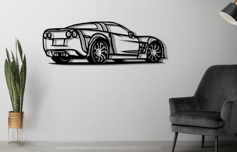 Sport Car Dxf , Svg , Png , Files , Car , Back , View , Wall , Art ...