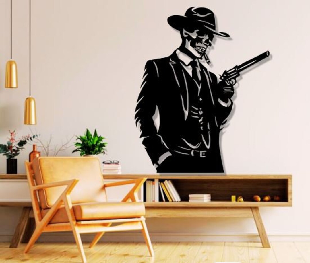 Mafia Skeleton Dxf Svg Png Files , Vintage Skull Hat Smoking Cool ...