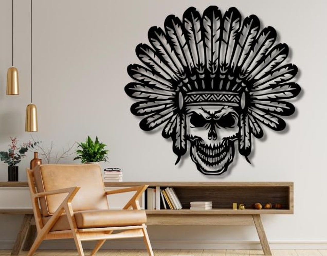 Indian Skull Dxf , Svg , Png , Files , Native , American , Indian ...