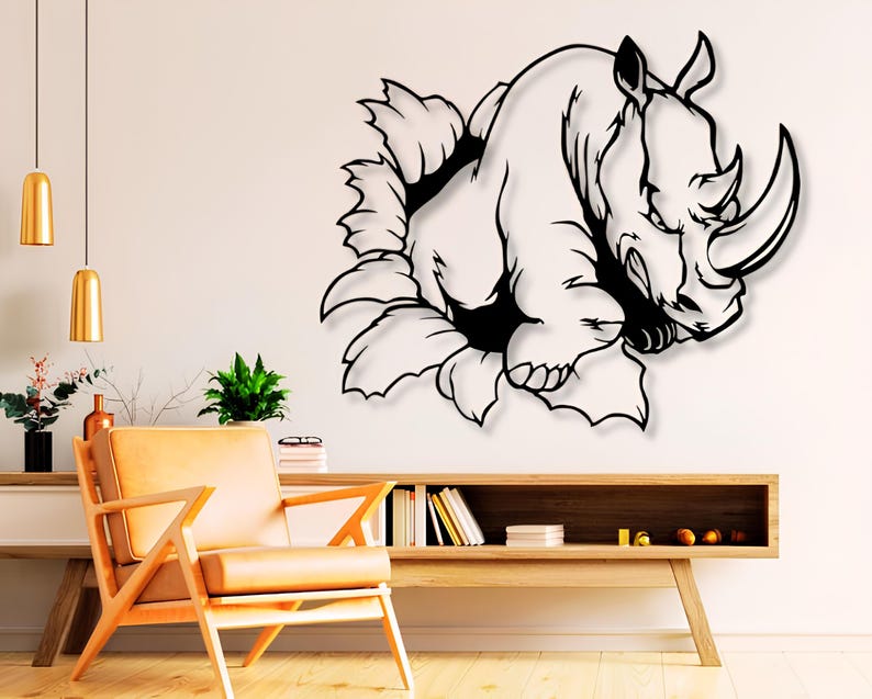 Rhino Dxf Svg Png Files Rhinoceros Vector Wall Art Cut File for Cnc ...