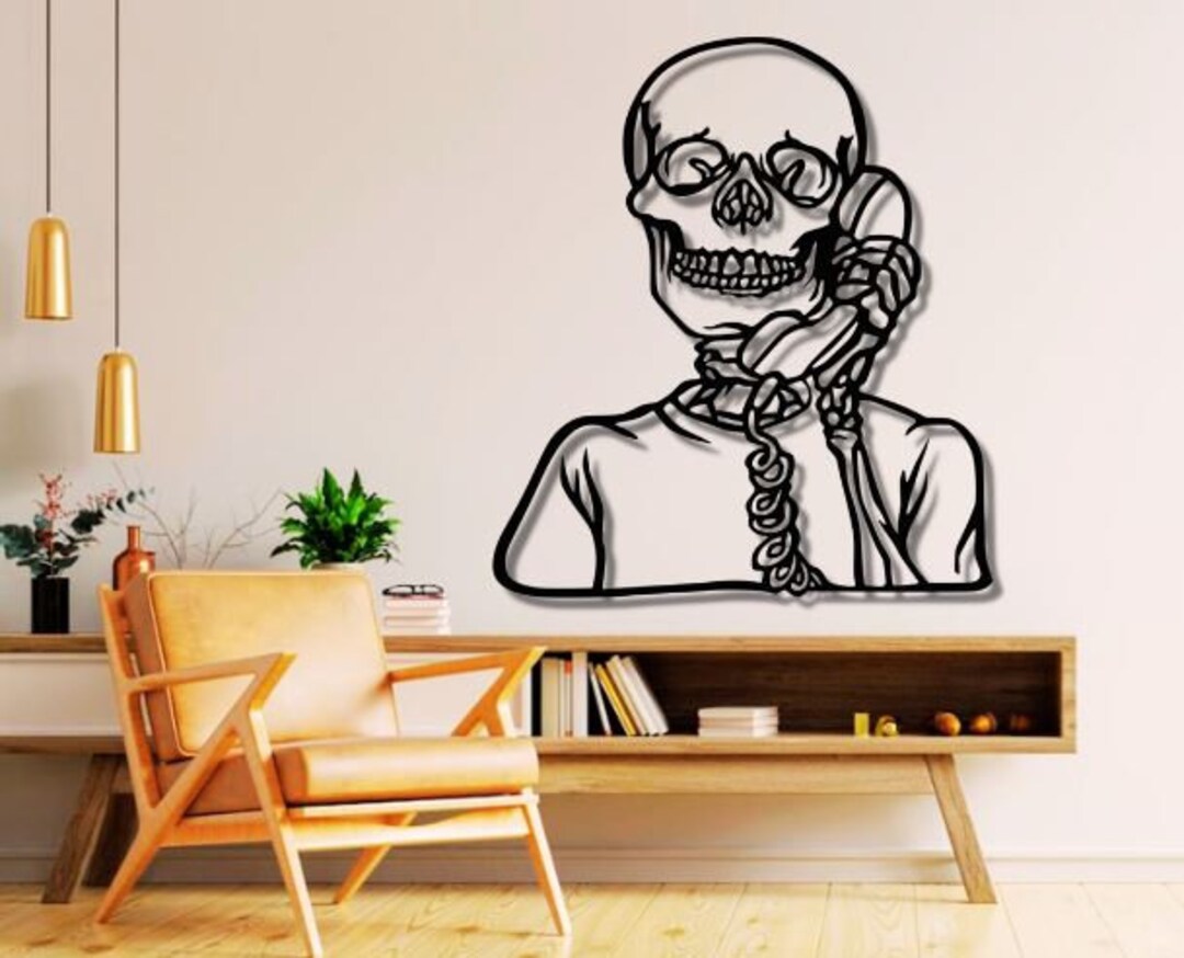 Skull Phone Dxf Svg Png Files Telephone Skull Call - Etsy