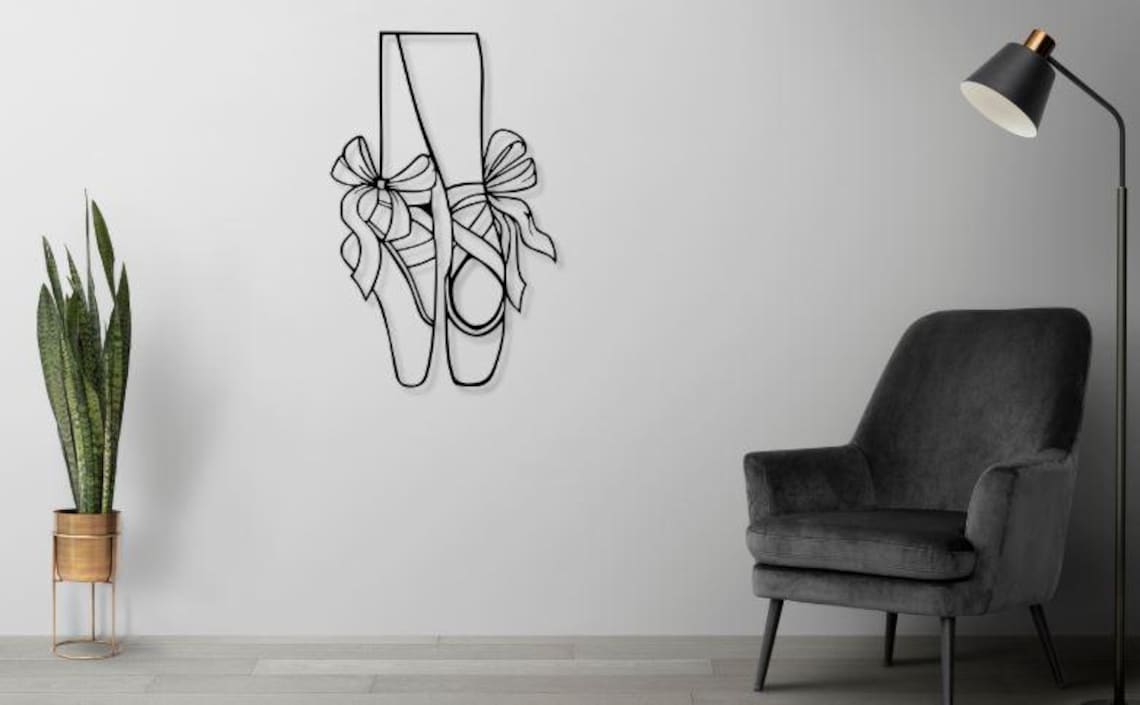 Ballerina Dxf Svg Png Files Ballet Slipper Wall Art Cut Vector for Cnc ...