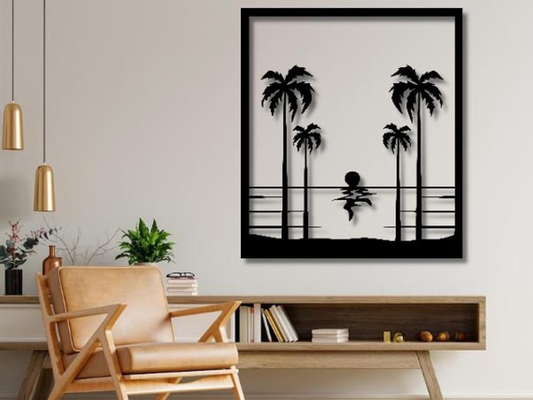 Sunset Dxf , Svg , Png Files , Sunset , Palm , Trees , Sea , Sun , Sky ...