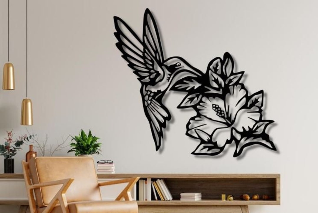 Hummingbird Dxf Svg Png Files Wall Art Humminbird Flowers Flower Laser ...