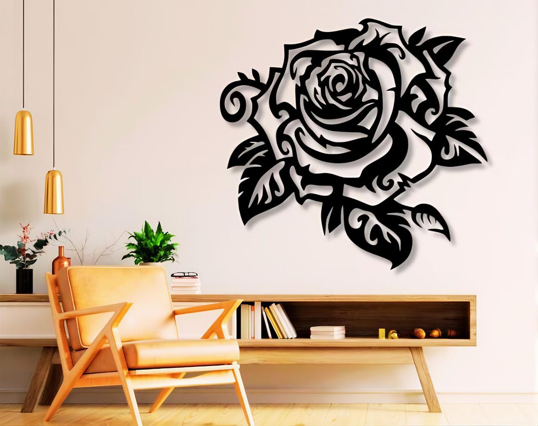 Rose Dxf , Svg , Png , Files , Rose , Wall , Art , Cut , File , Flower ...