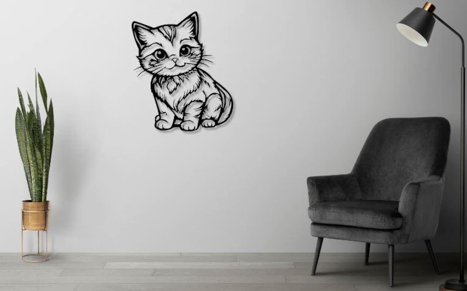 Sweety Kitten Dxf Svg Png Files Sweet Cat Wall Art Cut File for Cnc ...