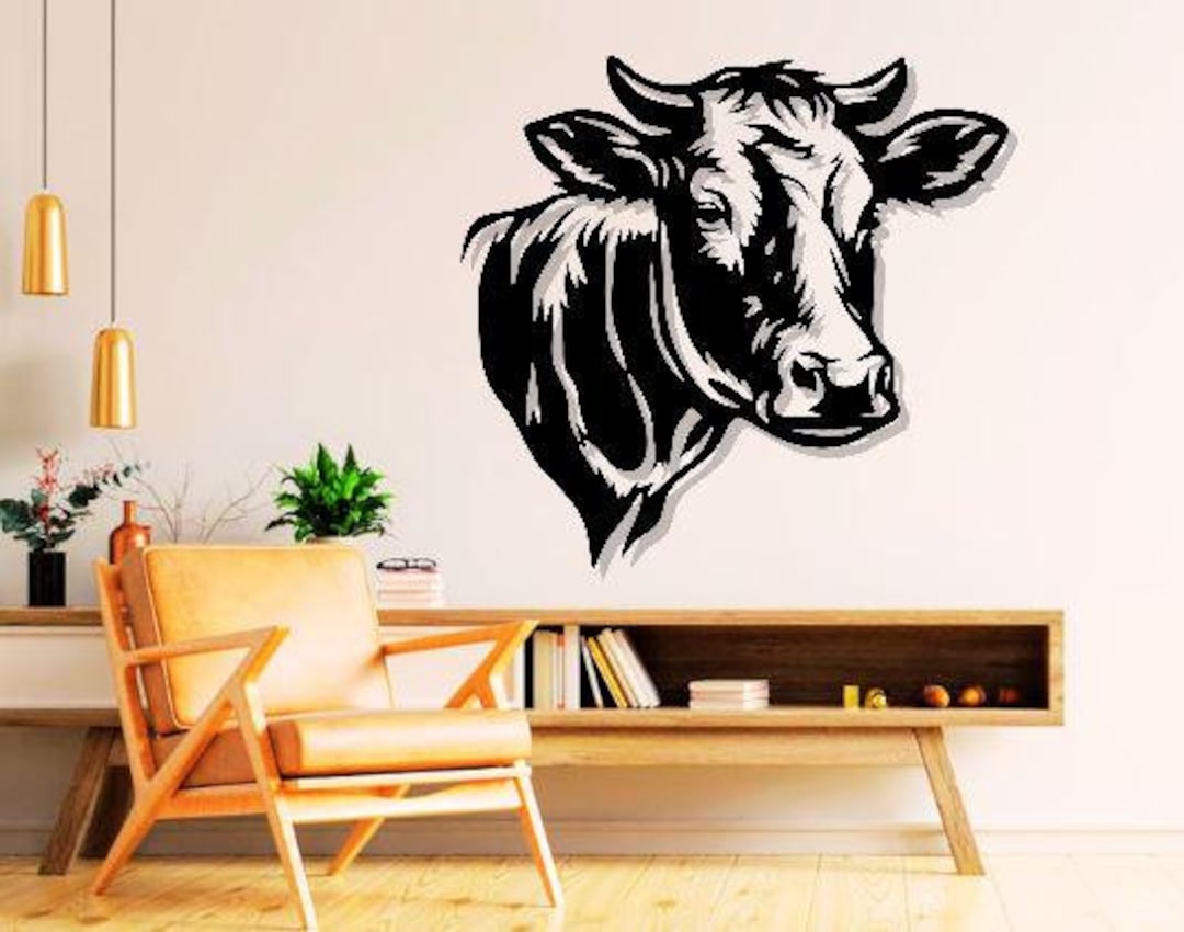 Cow Head Dxf Svg Png Files Cows Face Wall Art Cut File for Plasma Laser ...