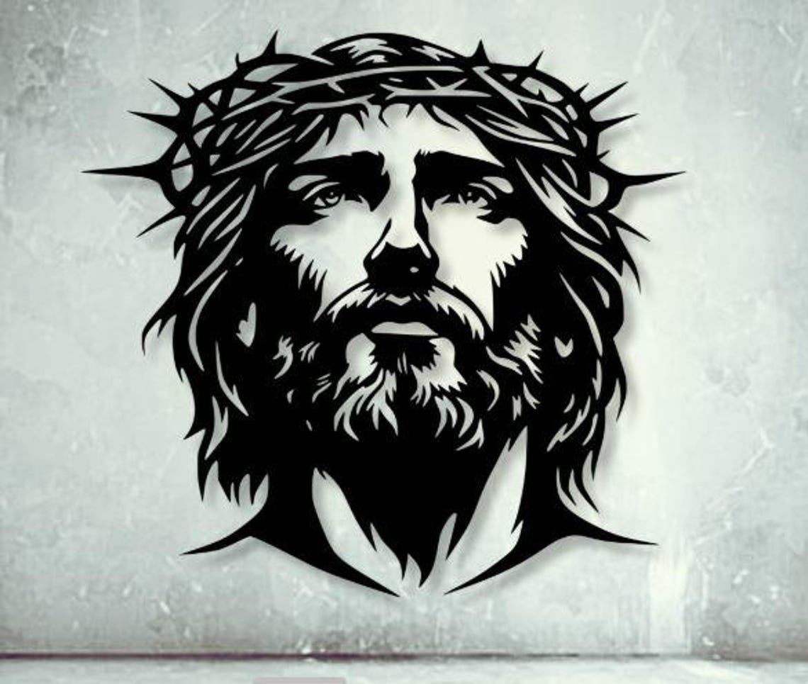 Jesus Face Svg Dxf Png Files Wall Art Cut File for Cnc Laser Plasma ...