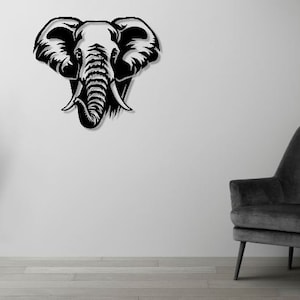 Elephant Dxf Svg Png Files Elephants Wall Art Face Cut File for Cnc ...
