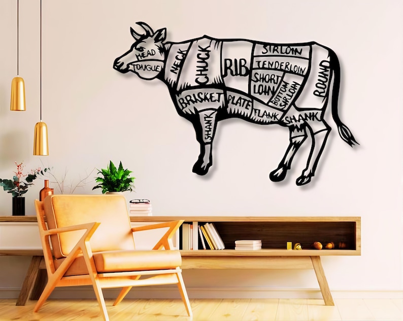 Cow Beef Butcher Cut Chart, CNC Plasma Laser Files (svg, Dxf, Png ...