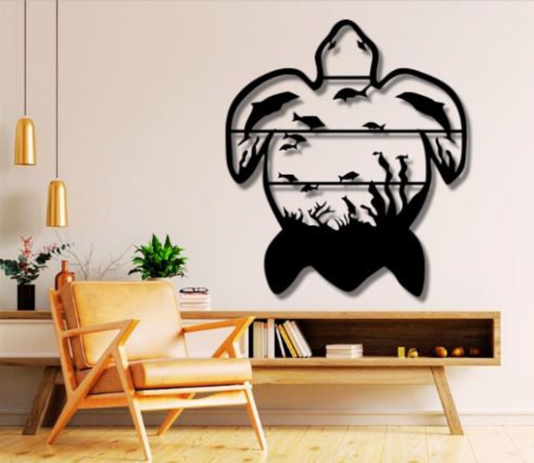 Turtle Scene Dxf Svg Png Files Turtle Oceon Underwater - Etsy