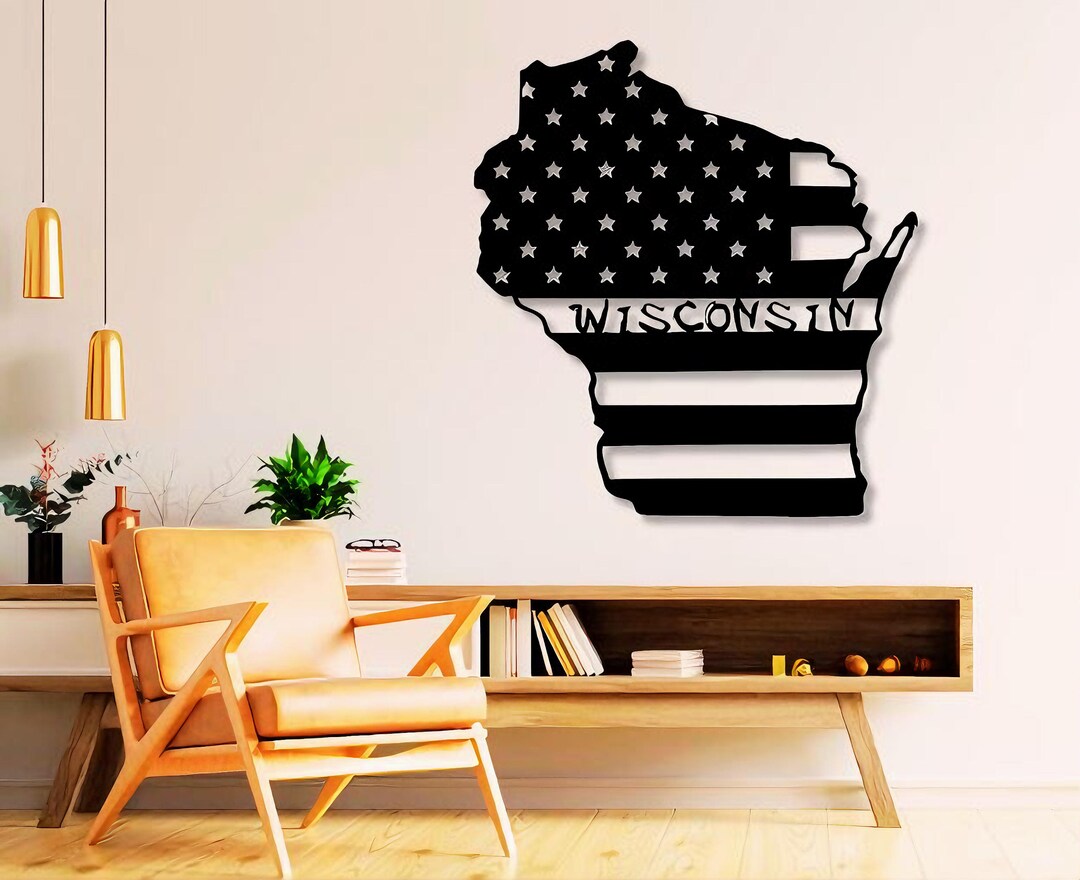 Wisconsin Dxf Svg Png Files America Flag Design for Cnc Plasma Laser ...