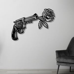 Revolver Dxf , Svg , Png , Files , Revolver , Rose , Love , Gun , Wall ...