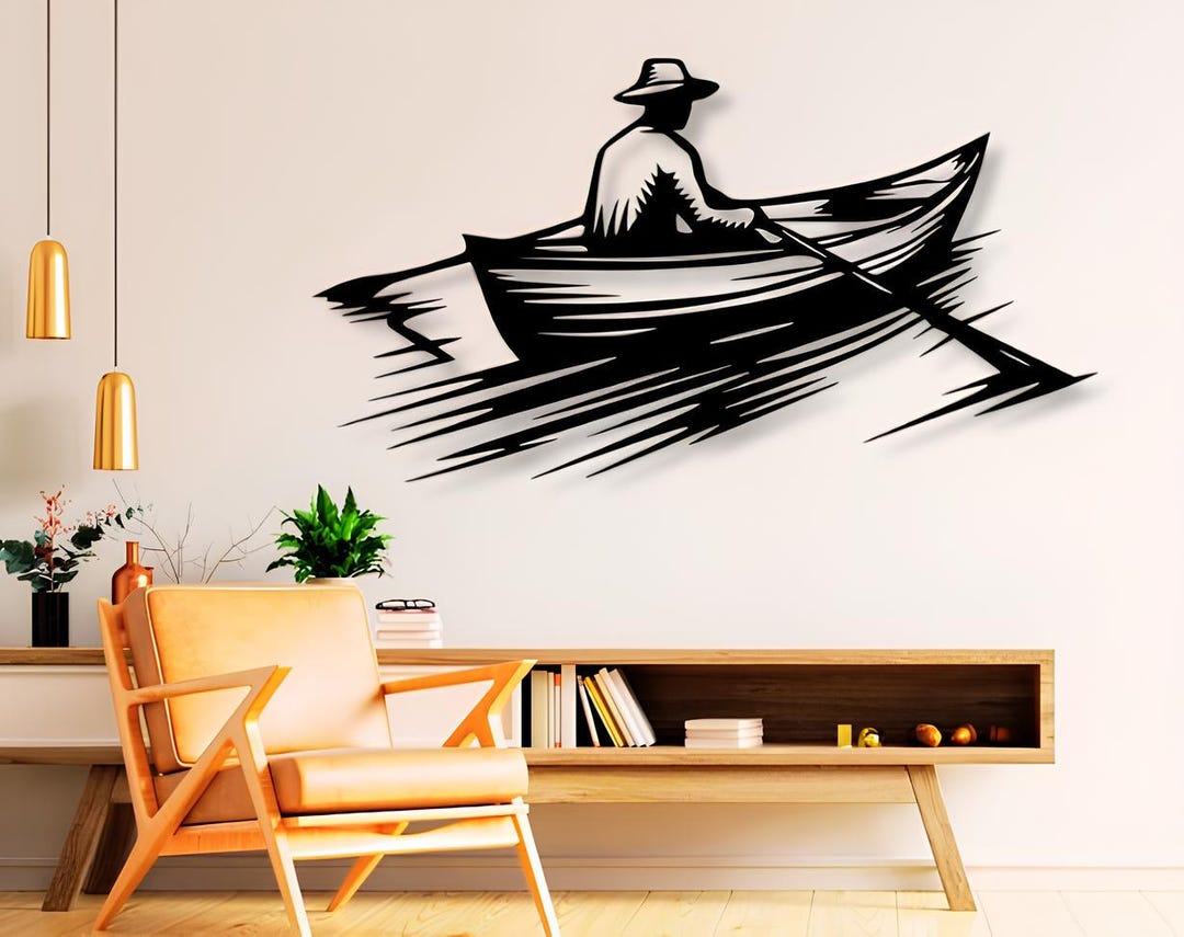 Boat on the Lake Dxf Svg Png Files Lake River Wall Art Cut File for Cnc ...