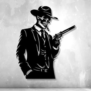 Mafia Skeleton Dxf Svg Png Files , Vintage Skull Hat Smoking Cool ...
