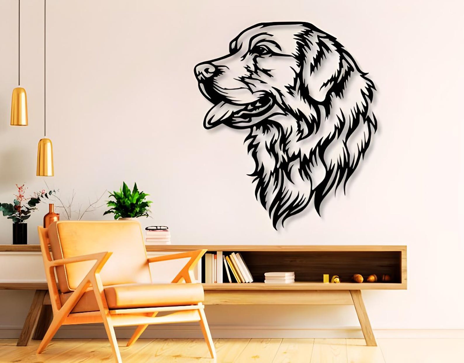 Golden Retriever Dxf Svg Png Files Dog Face Wall Art Cut File for Cnc ...