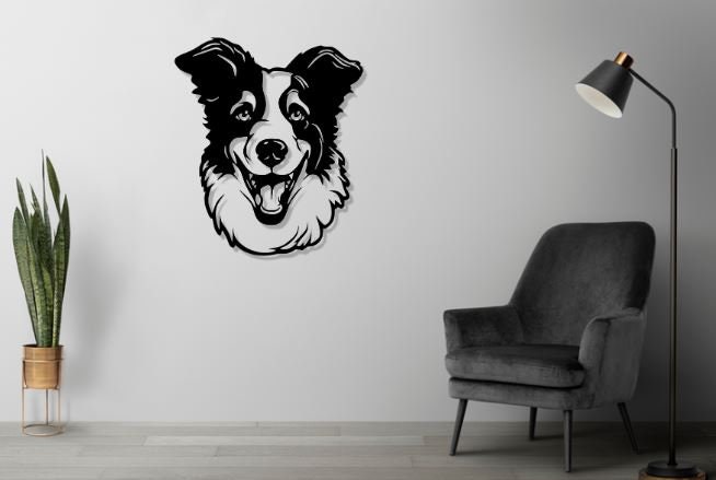 Border Collie Dxf Svg Png Files , Dog Face , Wall Art , Cut File for ...
