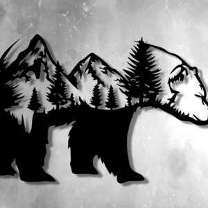 Bear Nature Scene Dxf , Svg , Png , Files , Bear , Nature , Forest ...