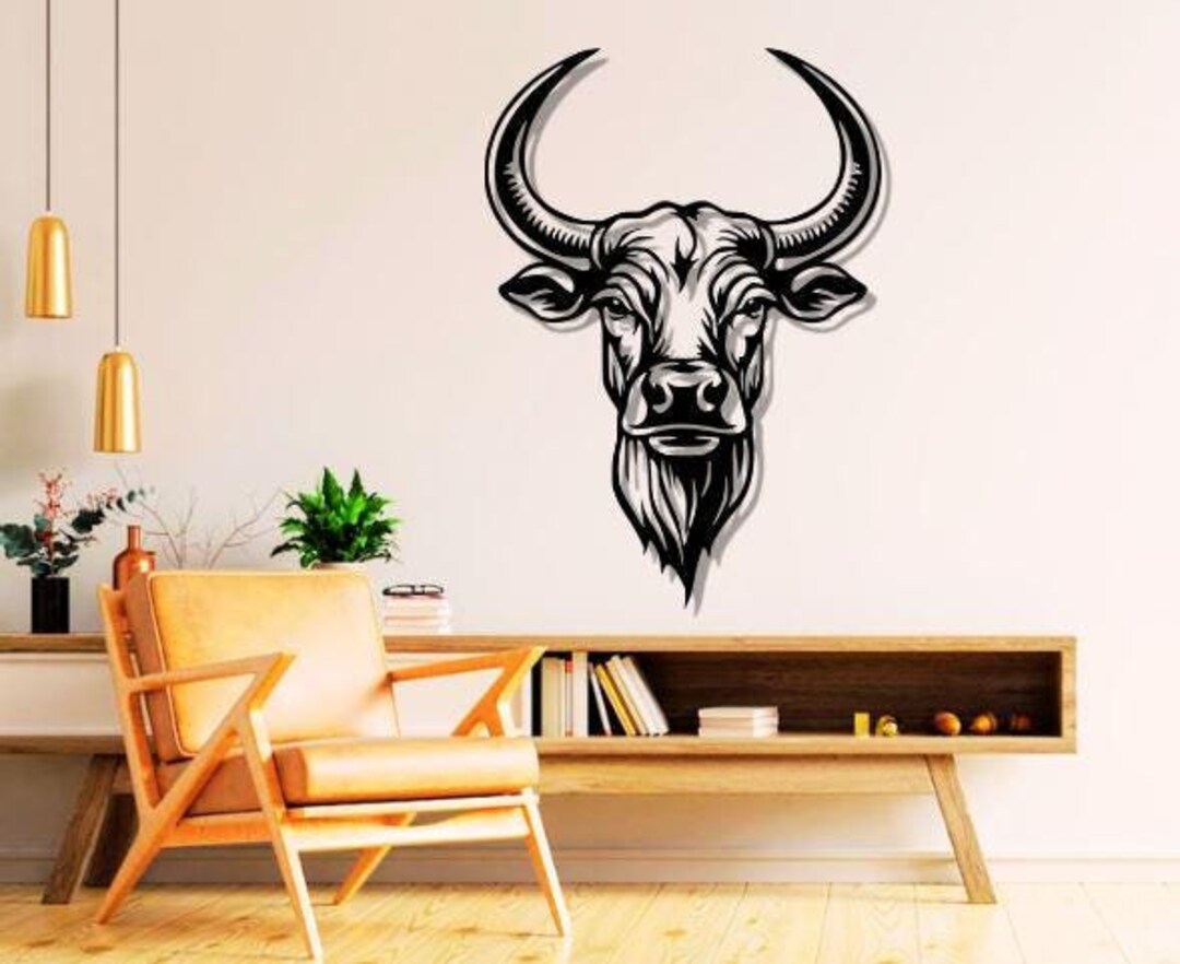 Bull Face Dxf Svg Png Files Bulls Wall Art Face Plasma File for Cnc ...
