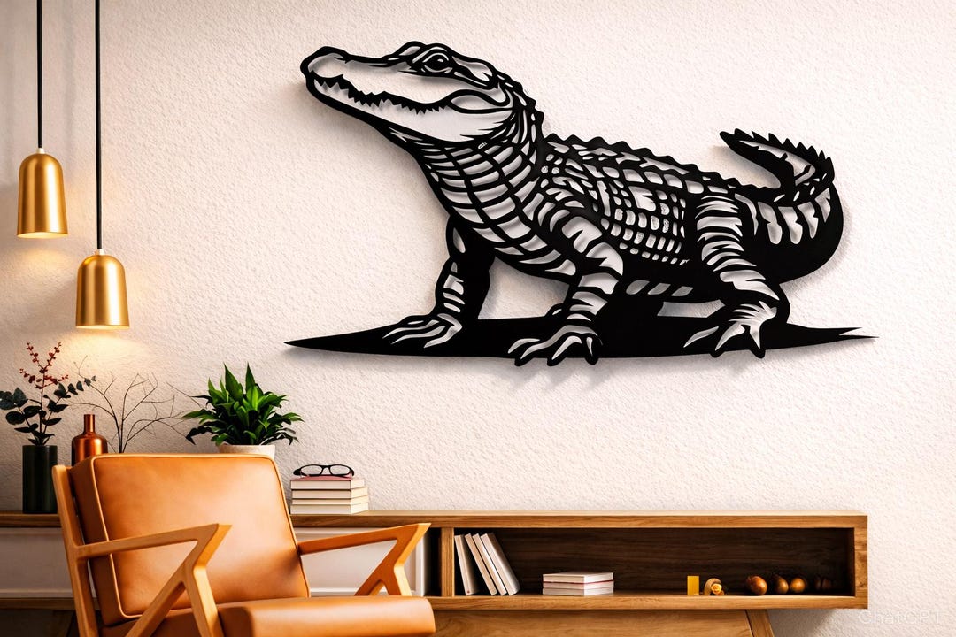 Alligator Dxf Svg Png Files Crocodile Wall Art Cut File for Cnc Plasma ...
