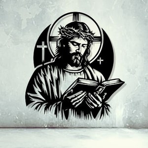 Jesus Bible Dxf Svg Png Files Cross Laser Cut File Religion Wall Art ...