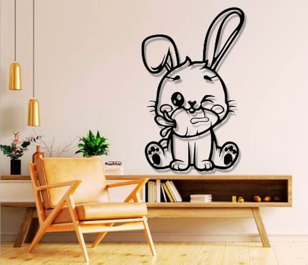 Rabbit Dxf Svg Png Files Easter Rabbit Carrot Wall Art Cut File for Cnc ...