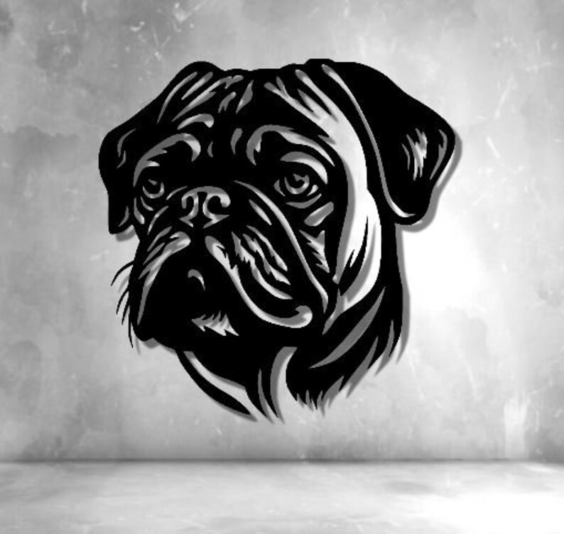 Pug Dxf , Svg , Png , Files , Pug , Dog , Face , Head , Wall , Art ...