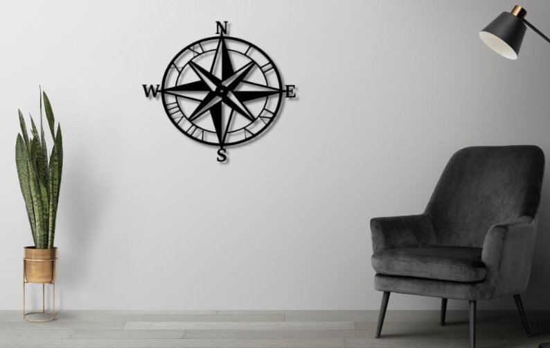 Compass Clock Dxf Svg Png Files Compass Wall Clock - Etsy