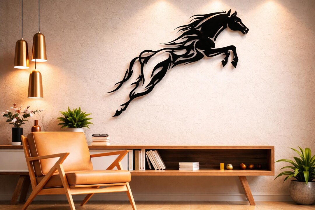 Art mural cheval cabré, fichiers découpés au laser CNC (svg, dxf, png ...