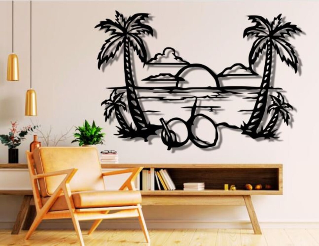 Tropical Sunset Dxf Svg Png Files Tropical Island - Etsy