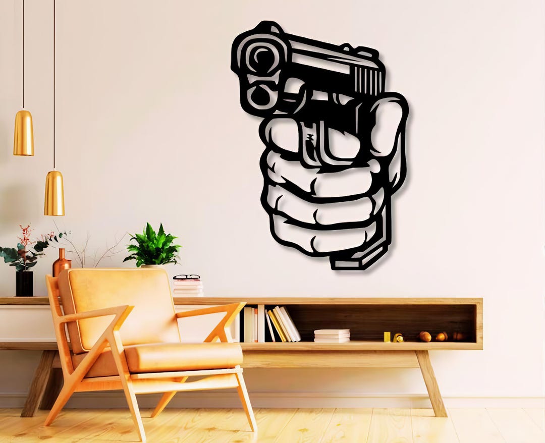 Gun Hand Dxf Svg Png Files Pistol Guns Wall Art Cut File for Cnc Plasma ...