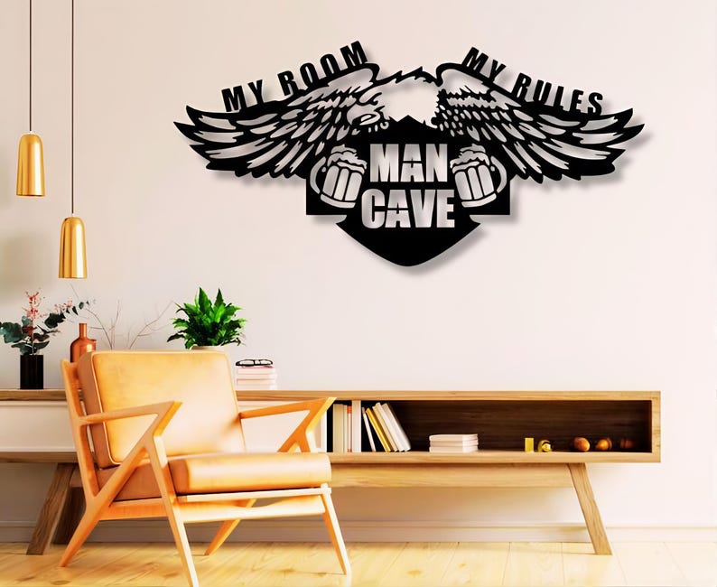 Man Cave Metal Wall Art, CNC Laser Cut Files (svg, Dxf, Png) - Etsy