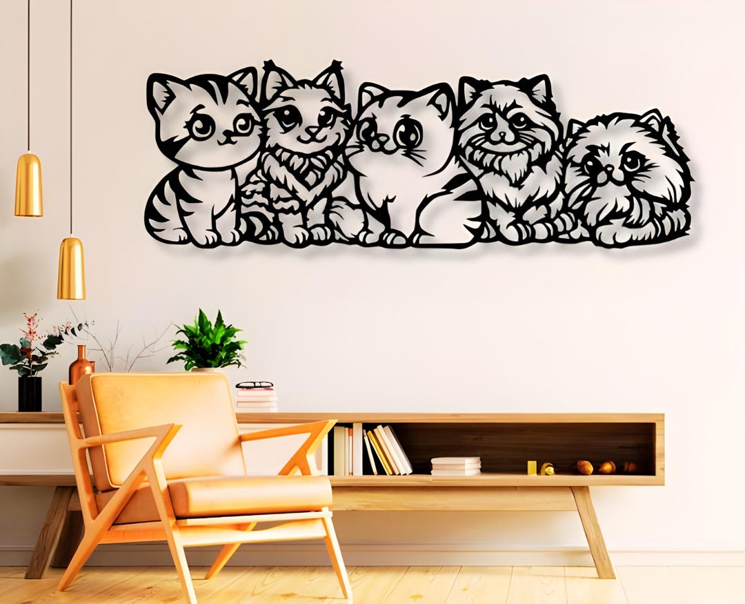 Cats Svg Dxf Png Files Vector Art Cut File for Cnc Laser Plasma Cricut ...