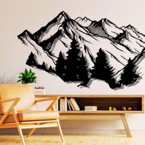 Mountains Dxf , Svg , Png , Files , Mountain , Trees , Sillhouette ...