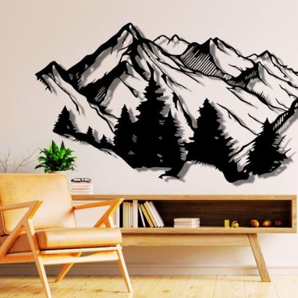 Dxf Files Mountains and Trees - Etsy
