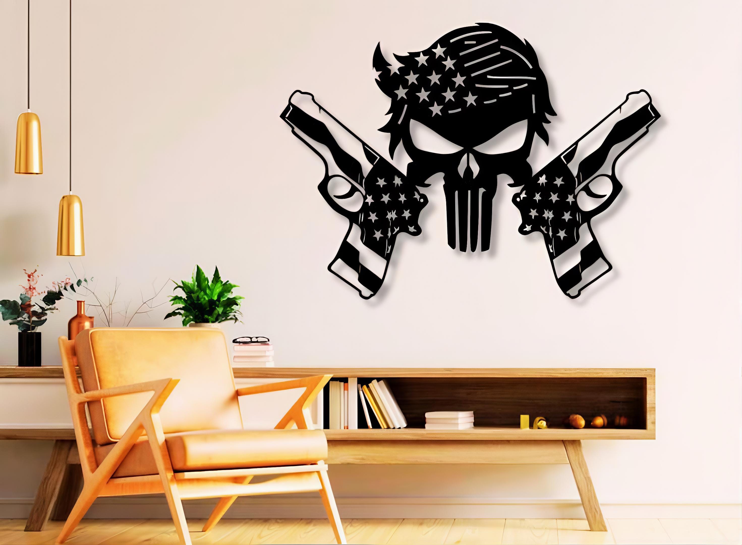 Punisher Guns Dxf Svg Png Files , American , Gun , Flag , Patriotic ...