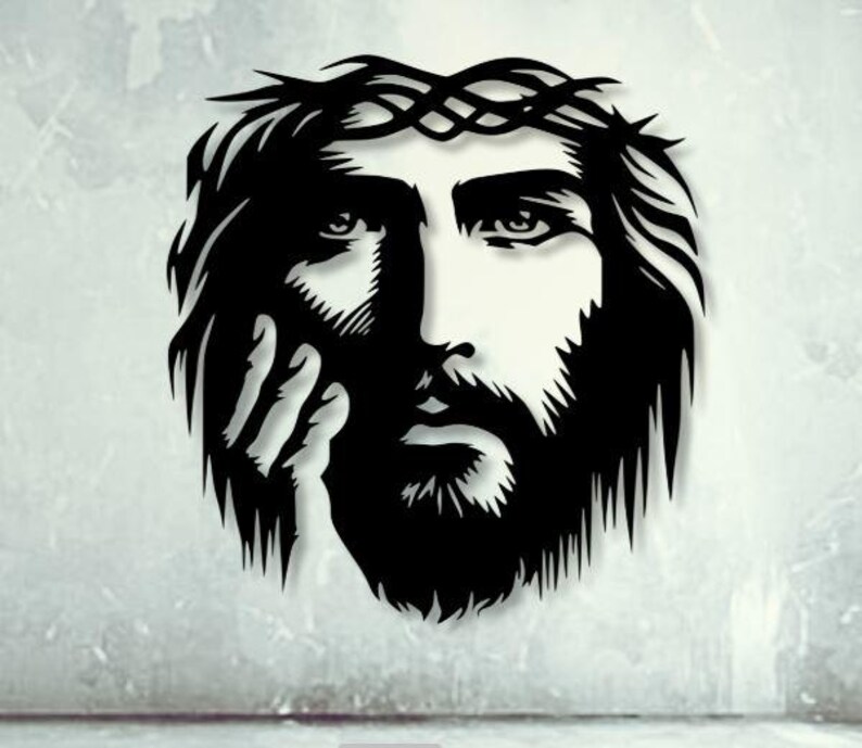 Archivo de corte para arte mural con rostro de Jesús, plasma, láser y ...