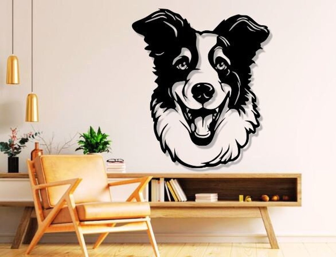 Border Collie Dxf Svg Png Files , Dog Face , Wall Art , Cut File for ...