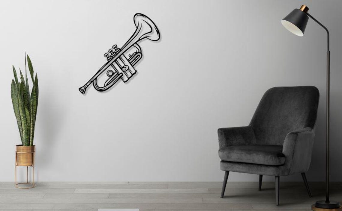 Trumpet Dxf Svg Png Files Jazz Music Cut File for Cnc Plasma Laser ...