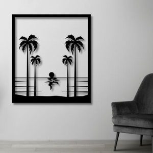 Sunset Dxf , Svg , Png Files , Sunset , Palm , Trees , Sea , Sun , Sky ...