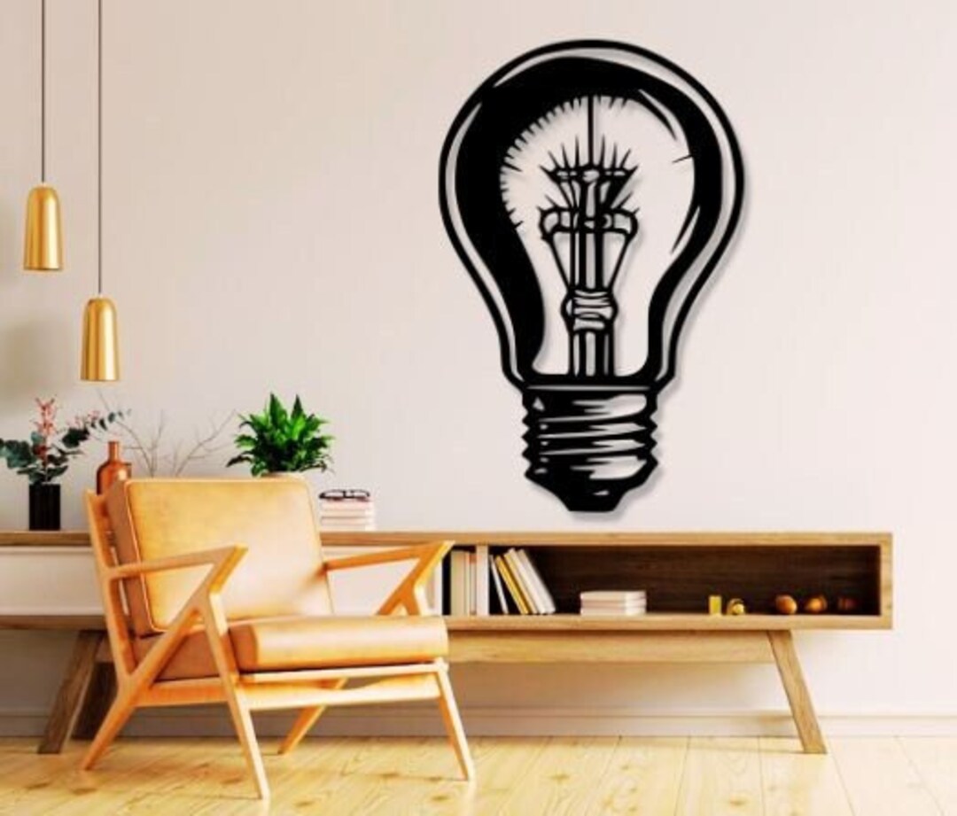Lightbulb Dxf Svg Png Files , Vintage Light Bulb Wall Art Cut File for ...
