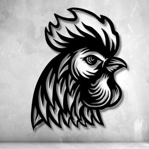 Fichiers d'art mural en métal tête de coq, découpe laser plasma CNC ...