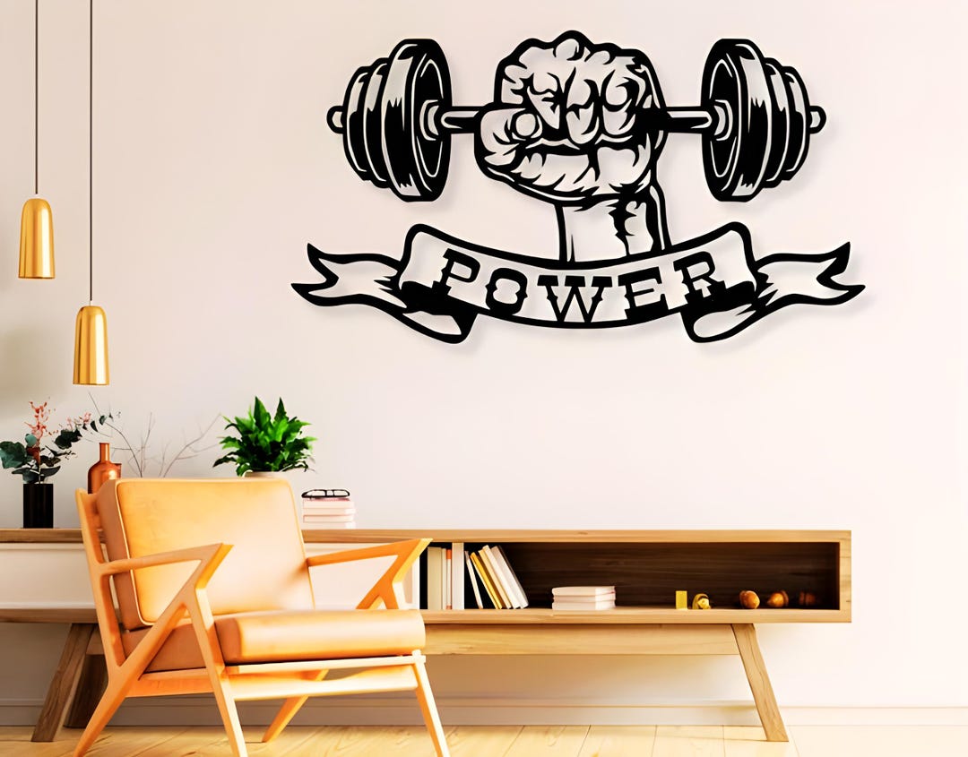 Power Barbell Gym Wall Art, CNC Laser Cut Files (svg, Dxf, Png) - Etsy
