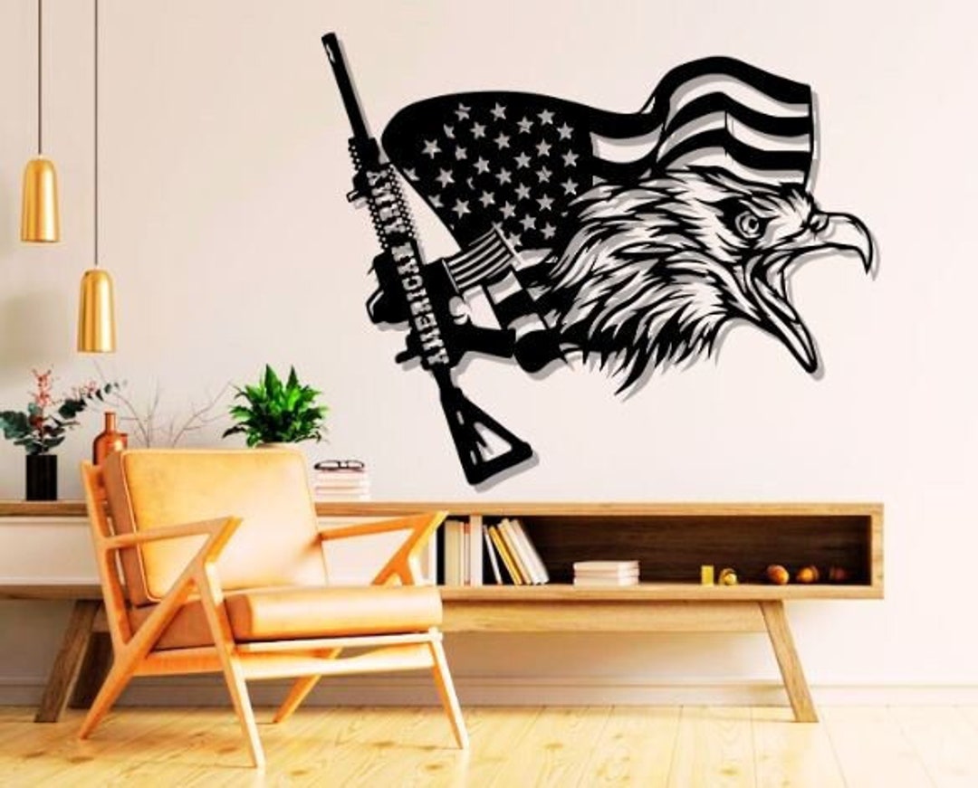 American Flag Dxf Svg Png Files Patriotic Vector for Cnc American Eagle ...