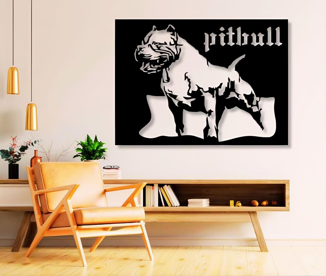 Pitbull Dxf Svg Png Files , Dog , Wall Art , Pitbull , Cut File for Cnc ...
