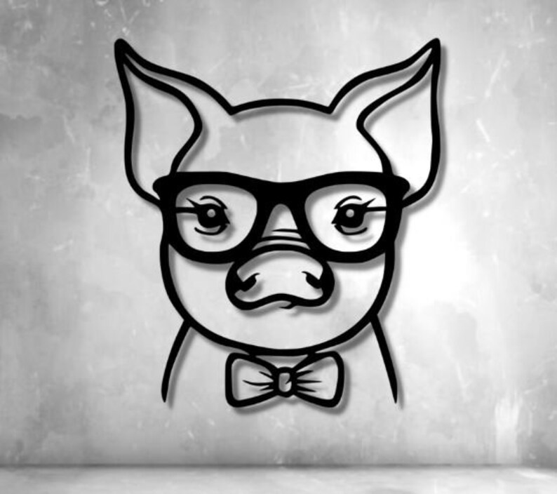 Pig Dxf Svg Png Files Pig Glasses Face Head - Etsy