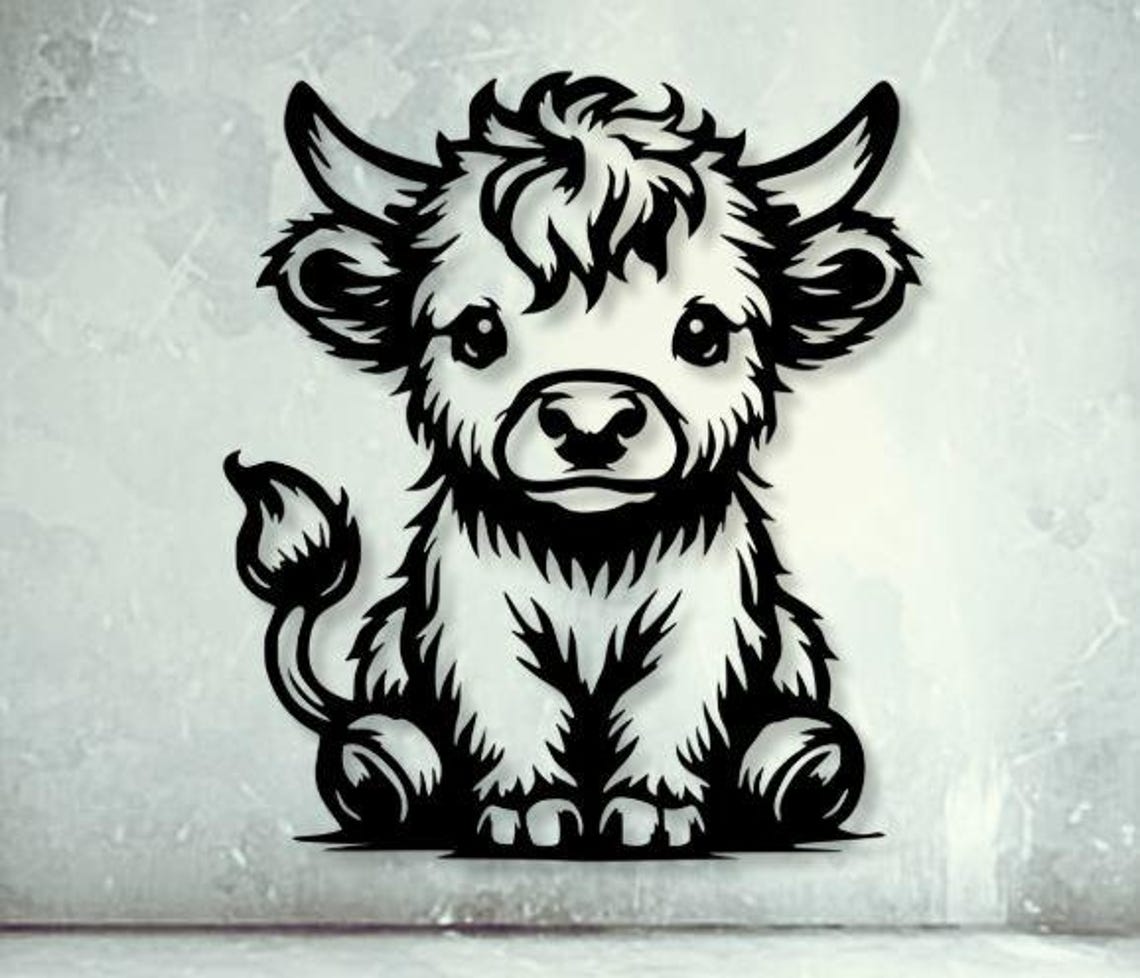 Highland Cow Dxf Svg Png Files Baby Cow Vector Cut File for Cnc Plasma ...