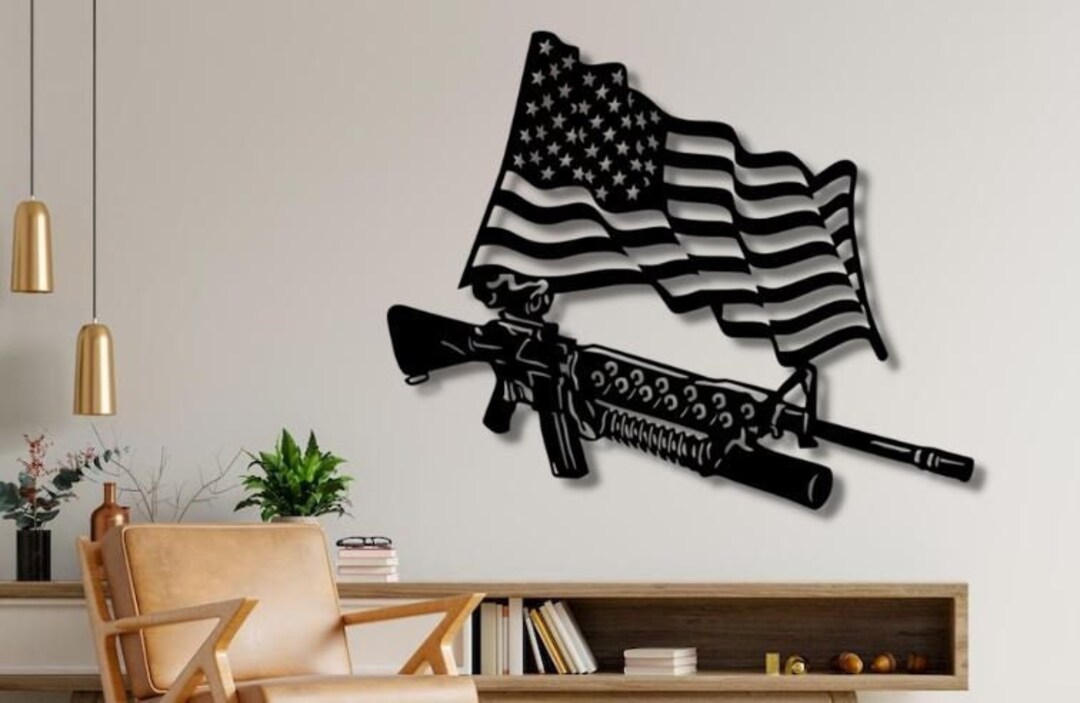 American Flag Dxf , Svg , Png , Files , Riffle , Ar 15 , Weapon , Flag ...