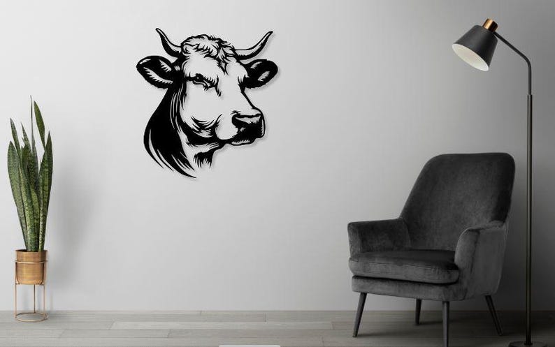 Cow Head Dxf Svg Png Files Cow Vector Art Cut File for Cnc Plasma Laser ...
