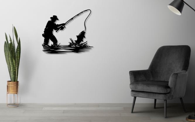 Fisherman Dxf Svg Png Files Fishing Fisher Plasma Cut File Vectorel ...